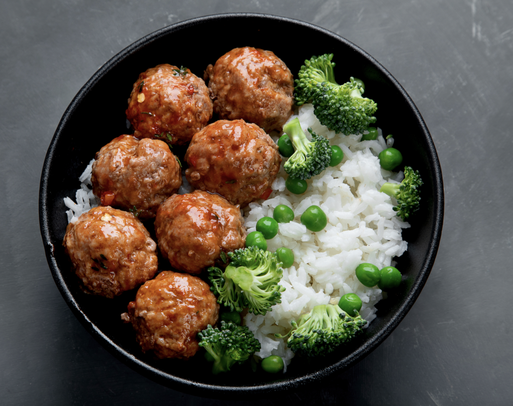 Chinese Style Hoisin Turkey Meatballs with Fried Rice - Fit Food Cuisine